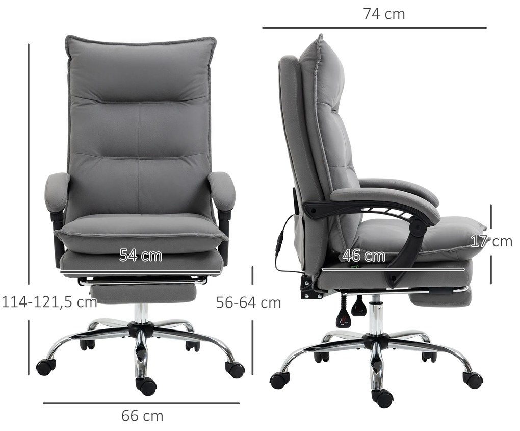 Kancelářská židle Vinsetto s masážní funkcí, výškově nastavitelná kancelářská židle, ergonomická židle k PC v tmavě šedé barvě pro pohodlí v kancelář…