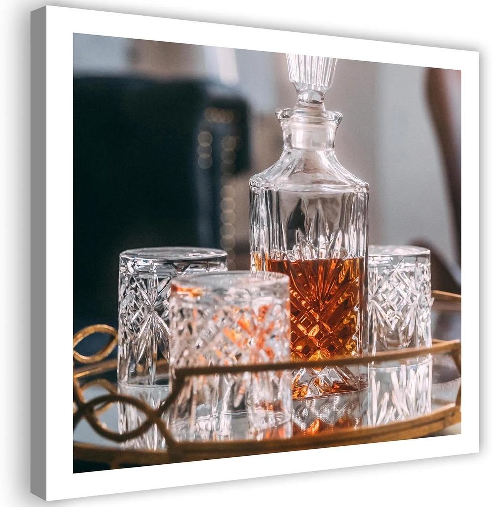 Gario Obraz na plátně Whisky - karafa a sklenice Rozměry: 30 x 30 cm