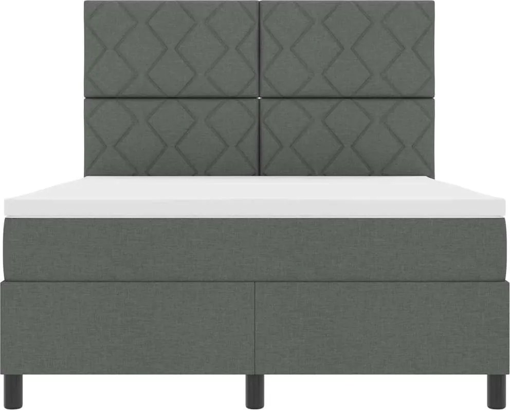 Postel s boxspringem s čelo Tmavě šedá 140 x 200 cm textil 3339470