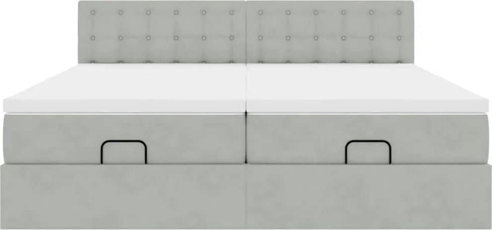 Osmanský rám postele s matracíes světle šedá 180x200cm samet 3312959