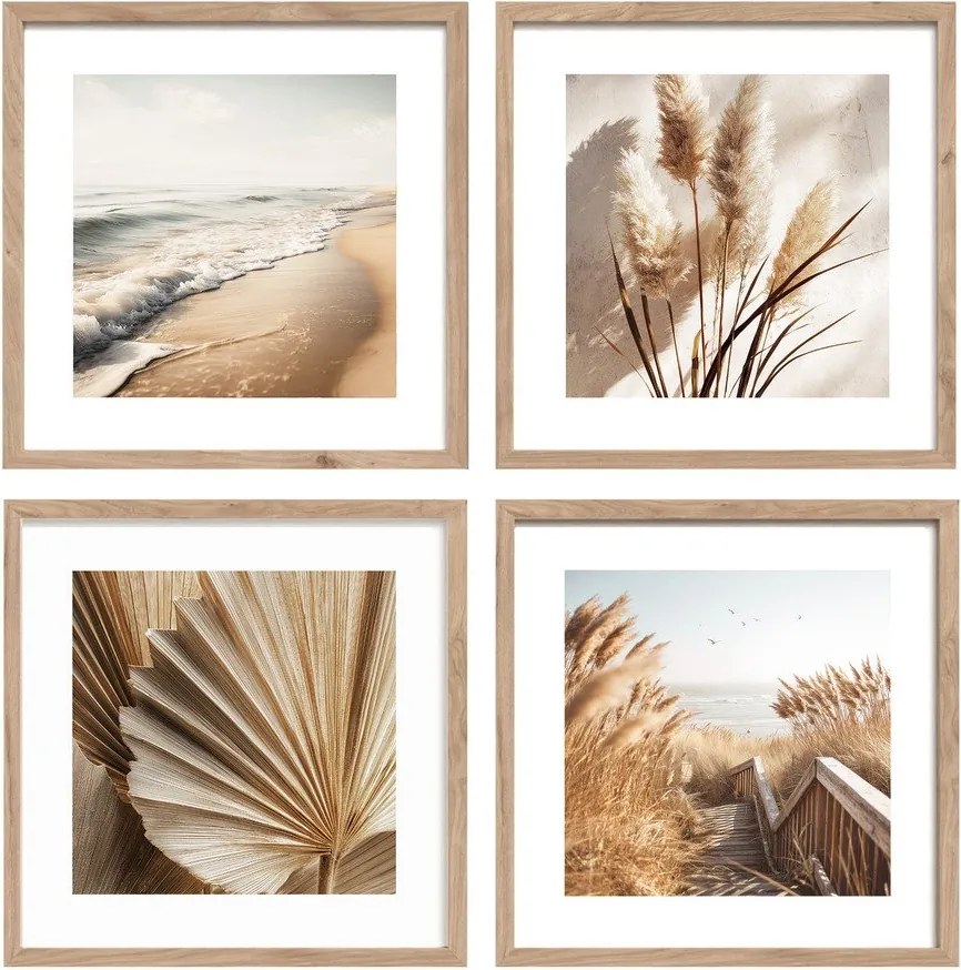 Tištěné obrazy v sadě 4 ks s rámem 30x30 cm Boho Dreams – Styler Biano.cz
