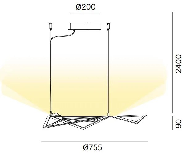 Quadrifoglio Group K22SPE0L01-007 Starlight, bílé svítidlo pro nepřímé osvětlení, 22W 2700K stmívatelné, délka 75,5cm