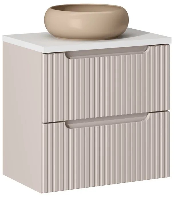 Závěsná skříňka Nova Cashmere Wiki II s deskou a umyvadlem 60 cm kašmírová/bílá