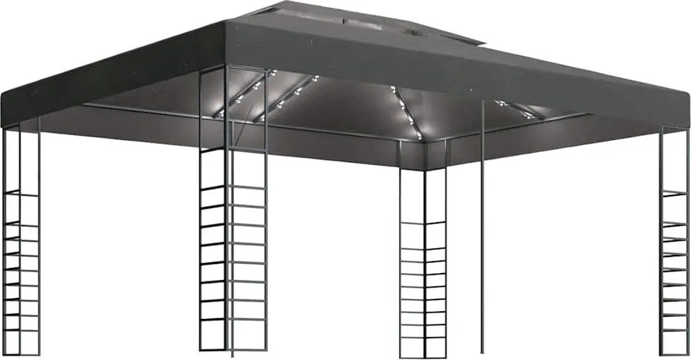 Altán se světelnými LED řetězy 3 x 4 m antracitový 3070308