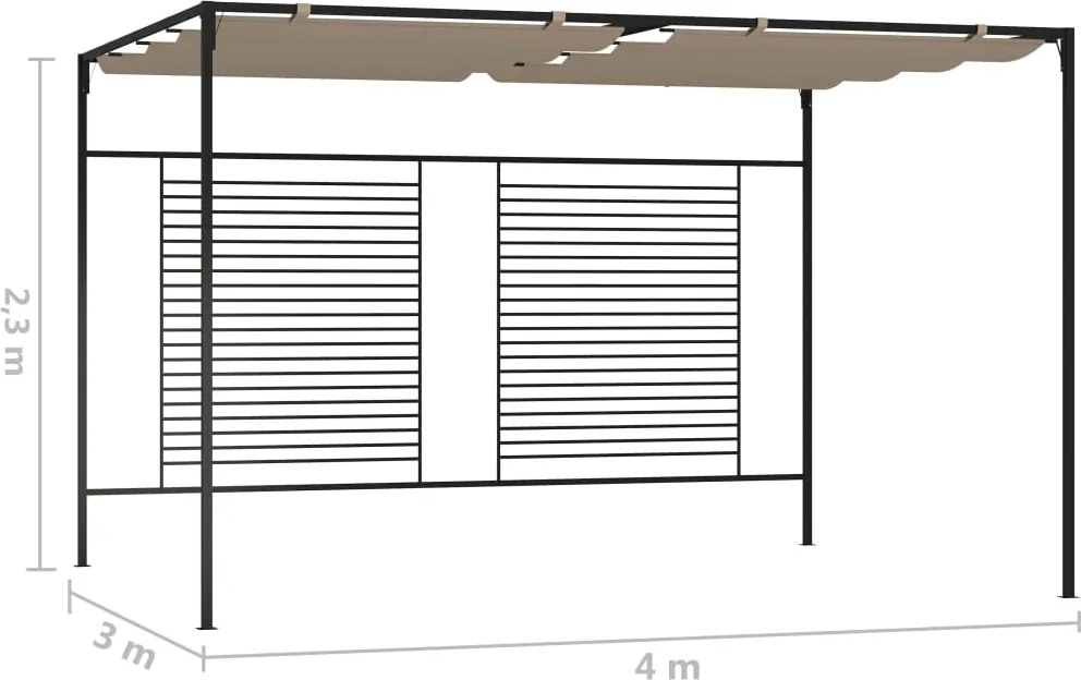 Altán se zatahovací střechou 3 x 4 x 2,3 m taupe 180 g/m² 313624