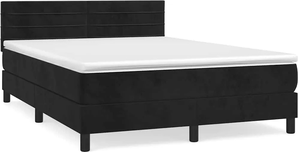 Box spring postel s matrací černá 140x200 cm samet 3141367