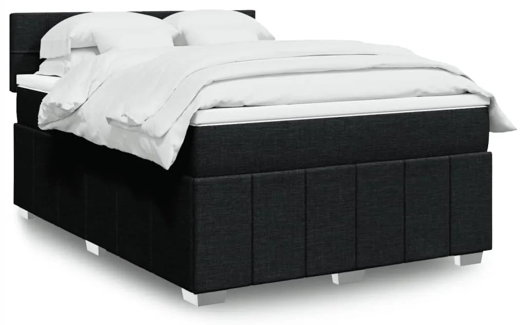 Box spring postel s matrací černá 160x200 cm textil 3287121