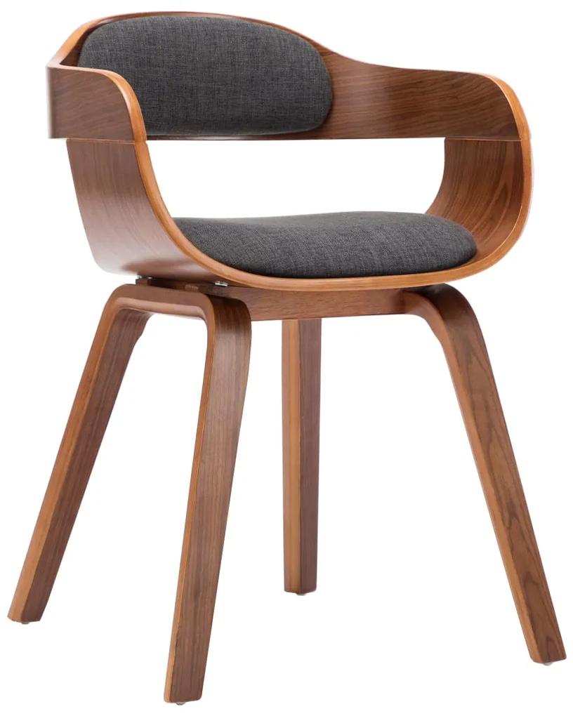 283132 vidaXL Jídelní židle tmavě šedá textil a ohýbané dřevo