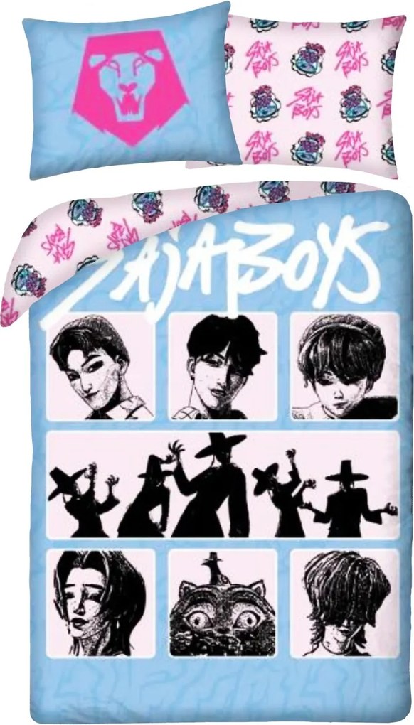 Bavlněné ložní povlečení KPop Demon Hunters - motiv Saja Boys - 100% bavlna - 70x90 cm + 140x200 cm
