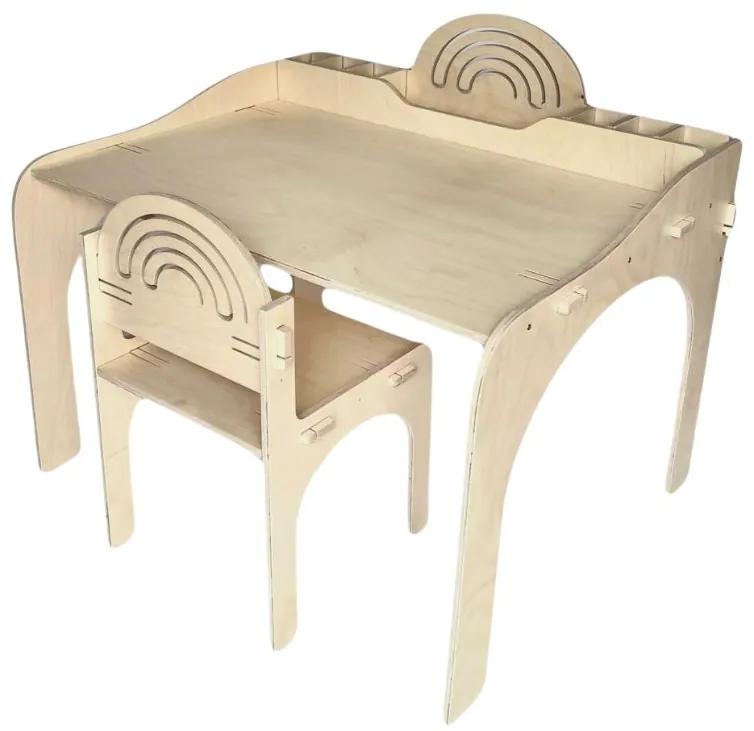 Myminihome Dětský stolek RAINBOW s pastelkovníky + židle Zvolte barvu: Šedá