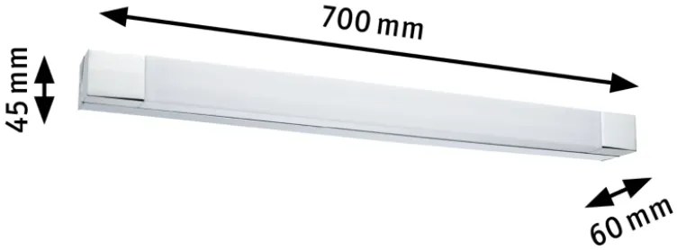 Paulmann 79715 Quasar, hranaté svítidlo nad zrcadlo do koupelny, 10,5W LED 3000K, délka 70cm, IP44