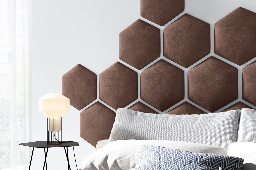Eka Čalouněný panel Hexagon Trinity 40,5 cm x 35,3 cm - Hnědá 2307