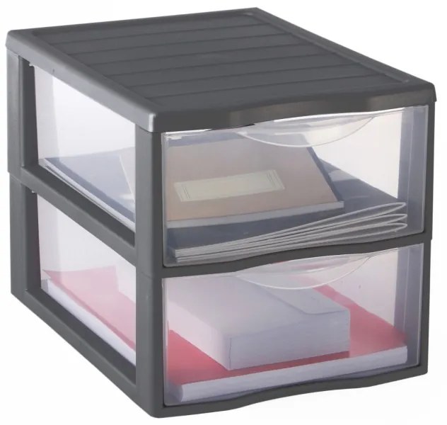 SUNDIS Úložný box se 2 zásuvkami, antracit, OFFICEMIX A4