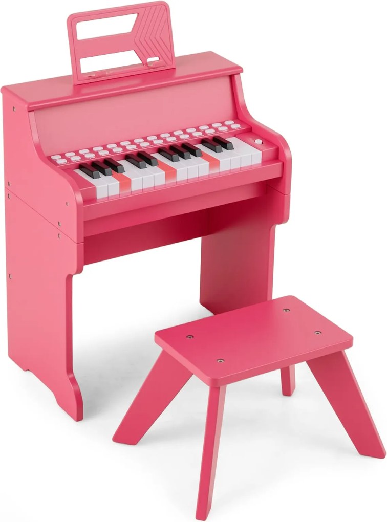 Costway 25 Keys Mini Digital Piano se stoličkou Dětské piano s nastavitelnou