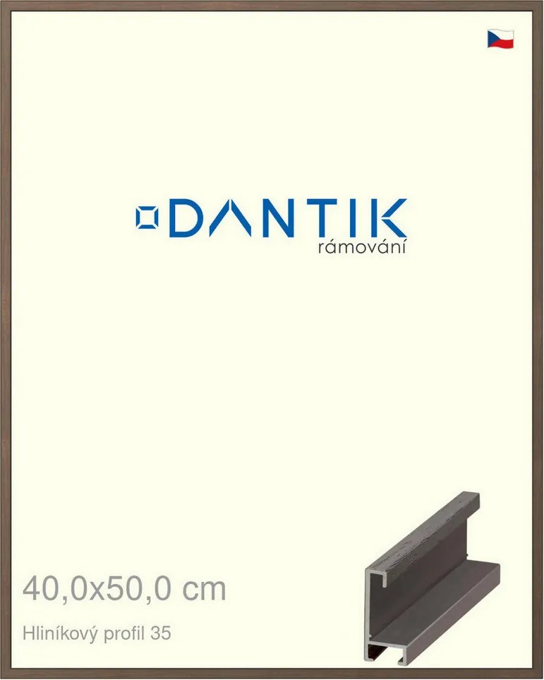 DANTIK rámeček 40x50 | ALU profil 6035 Hnědá tmavá (Plexi Čiré)