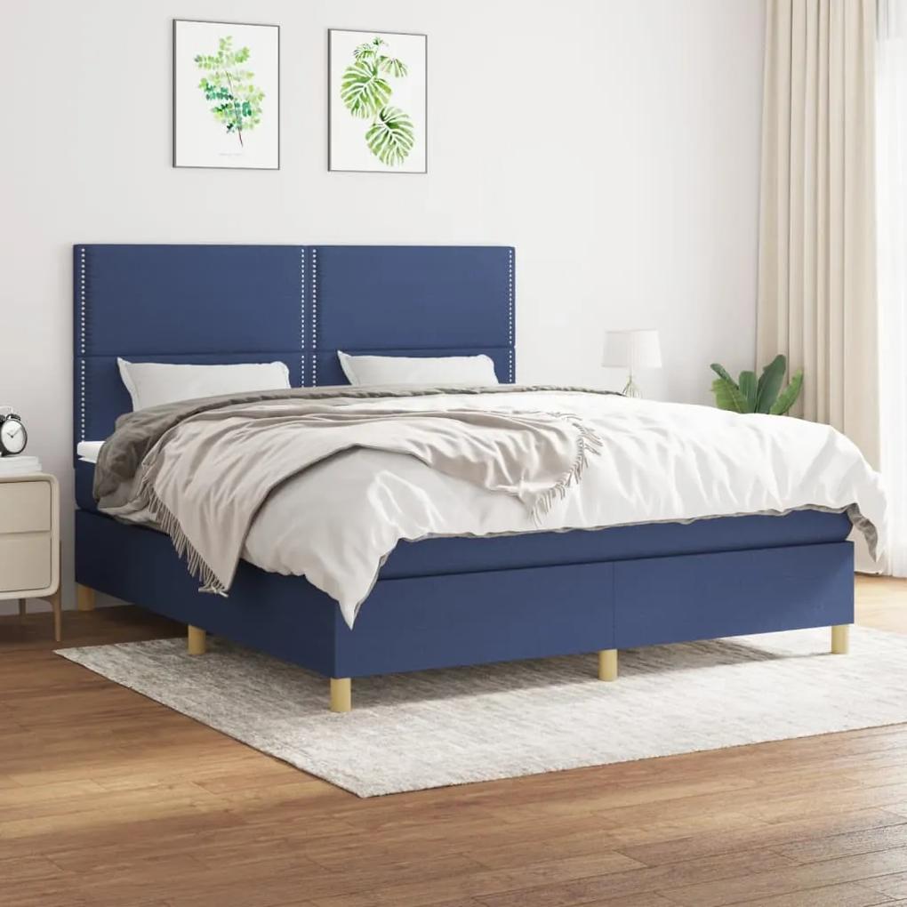Box spring postel s matrací modrá 160x200 cm textil,  3142271