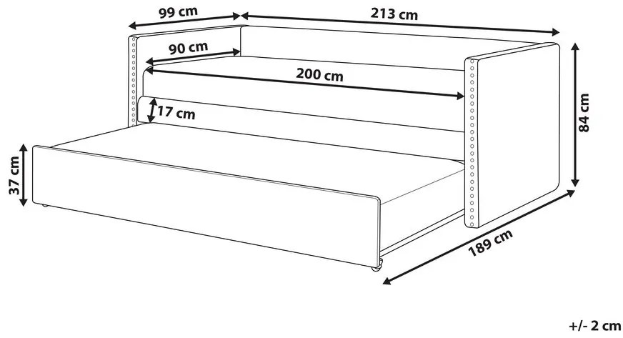 Rozkládací sametová postel 90 x 200 cm světle růžová TROYES Beliani