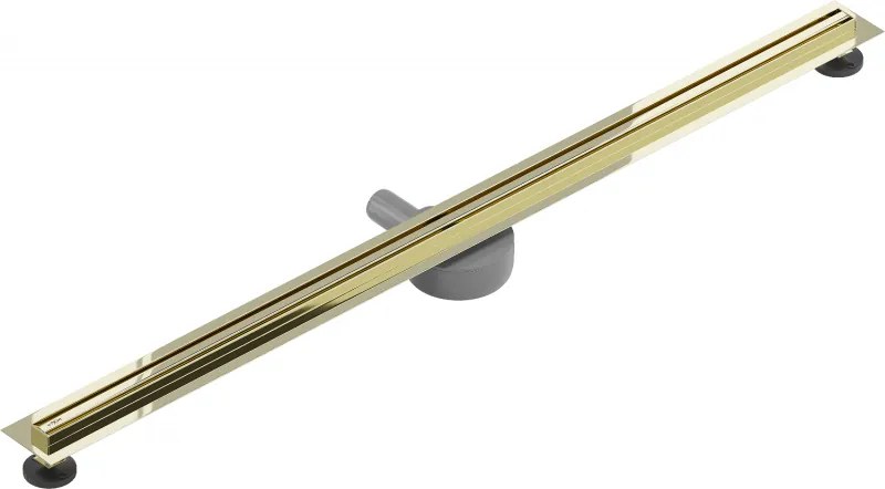 Mexen Flat nerezový sprchový žlab s rotačním 360° sifonem 120 cm, vzor SLIM, zlatá, 1541120