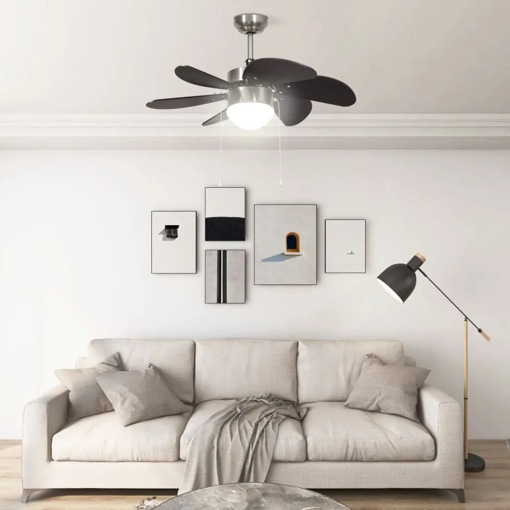 vidaXL Marketos Stropní ventilátor se světlem 76 cm tmavě hnědý
