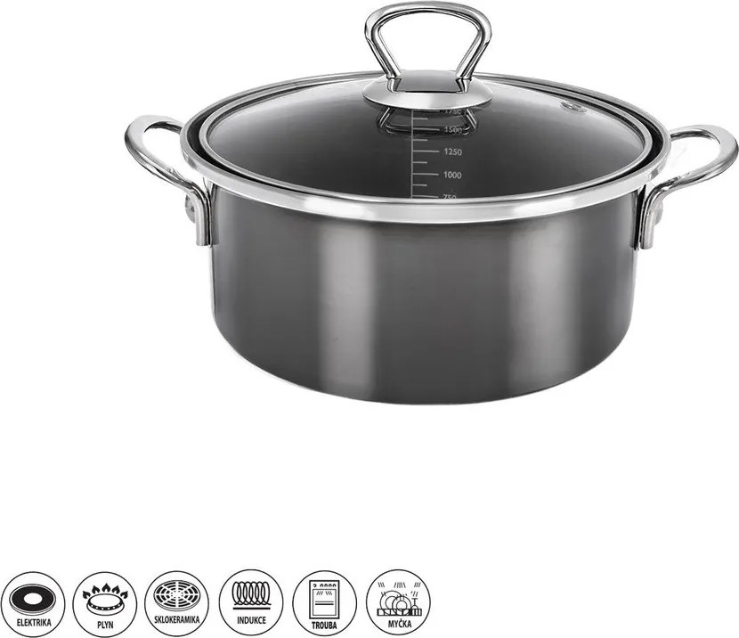 Smaltovaný kastrol s pokličkou 2,5 l Metalic – Orion