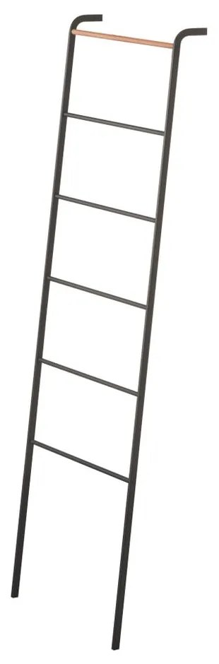 Černý dekorativní žebřík s detailem z bukového dřeva YAMAZAKI Tower Ladder