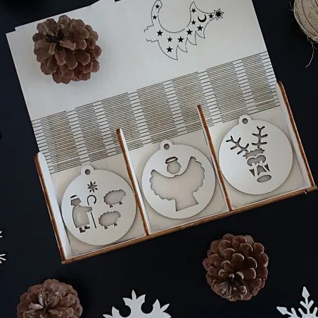 Vánoční ozdoby ze dřeva a plastu, vánoční dekorace dřevěné, dřevěné doplňky PR0100-Christmas set +