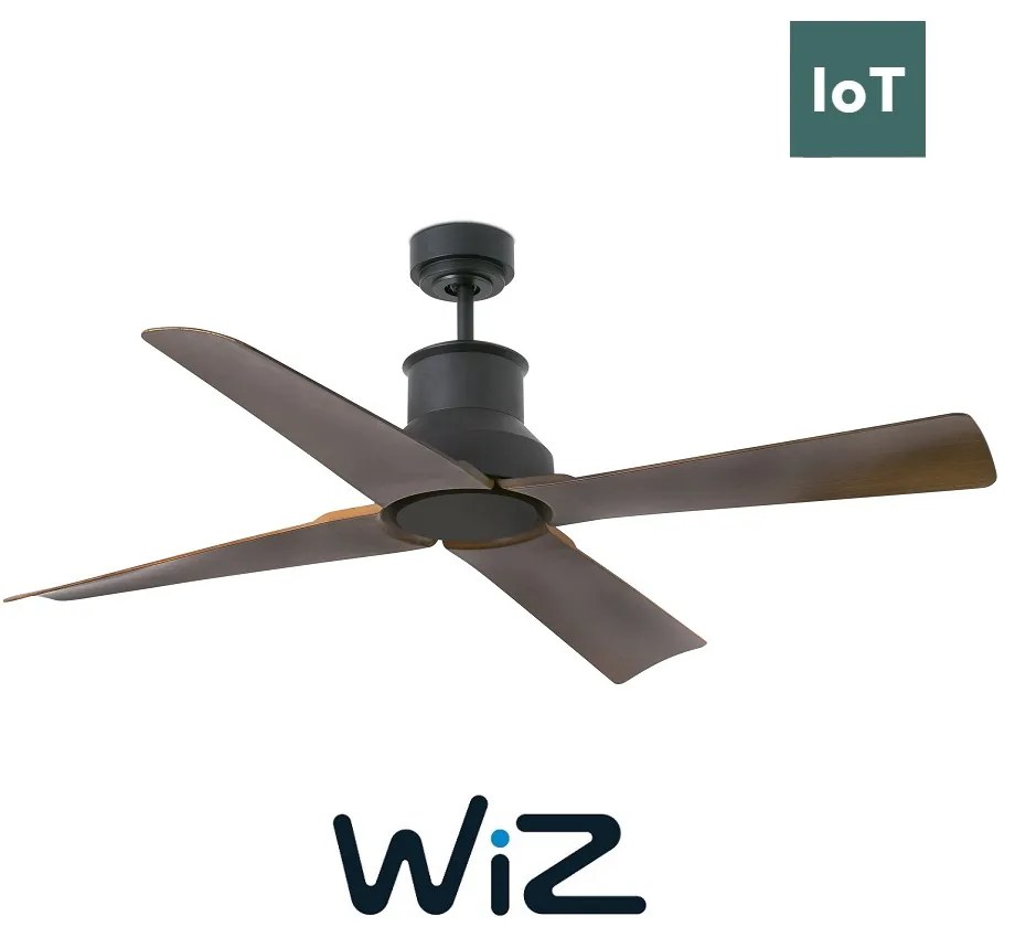 FARO WINCHE 33481W 50“ černá/tmavé dřevo Reverzní stropní ventilátor WiZ