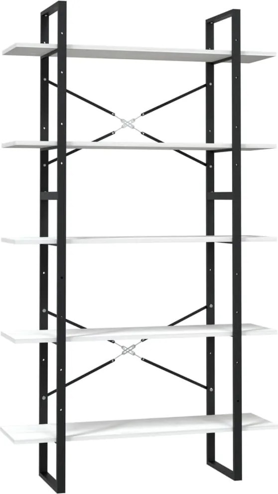 Knihovna s 5 policemi bílá 100 x 30 x 175 cm borové dřevo 3082004