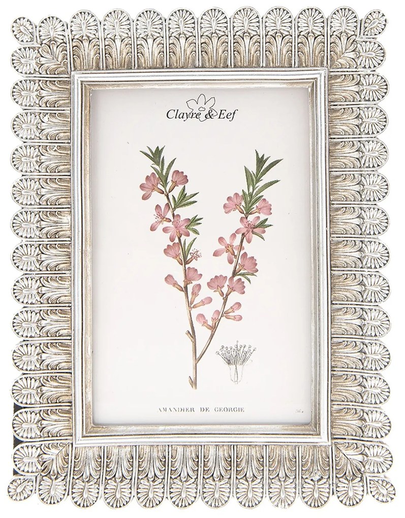 Stříbrný antik fotorámeček s květinami - 16*2*20 cm / 10*15 cm Clayre & Eef