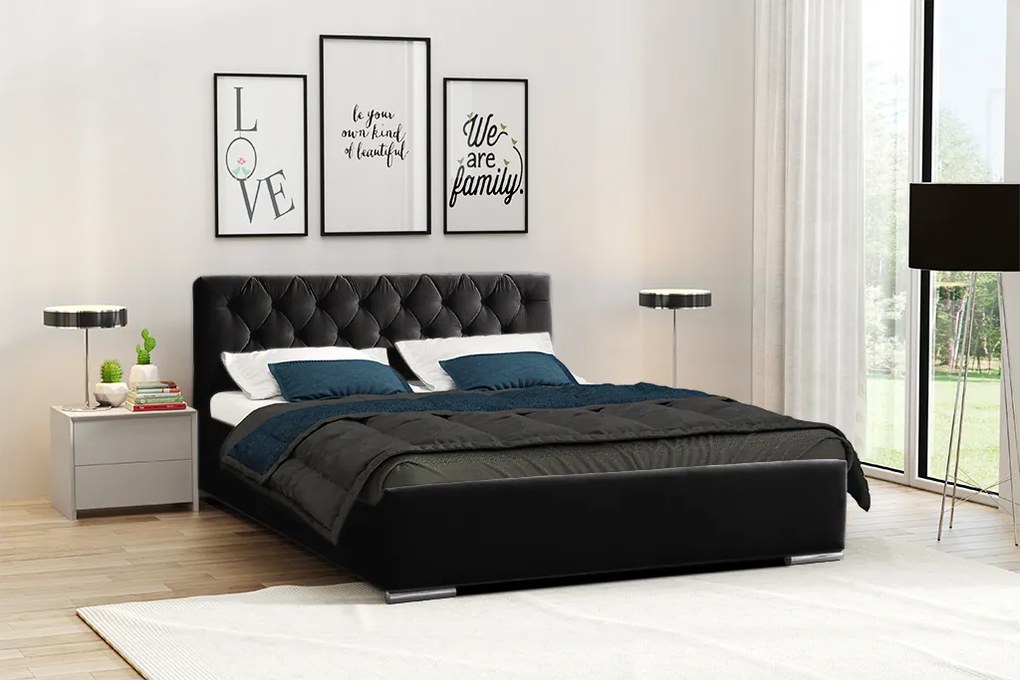 Eka Čalouněná postel ELEGANT 180x200 cm Barva látky Trinity: Zelená (Trinity 2312), Úložný prostor: S kovovým rámem úložného prostoru