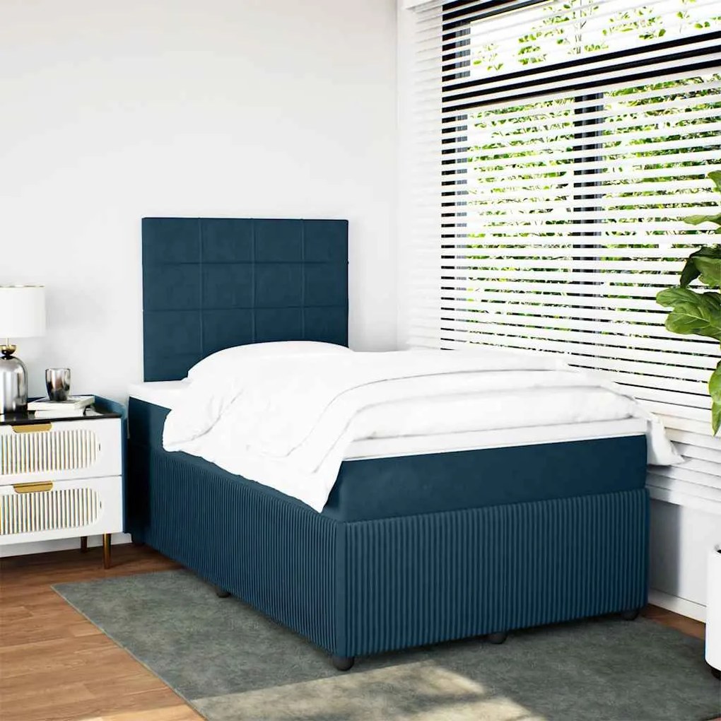 Box spring postel s matrací modrá 120 x 200 cm samet 3294614