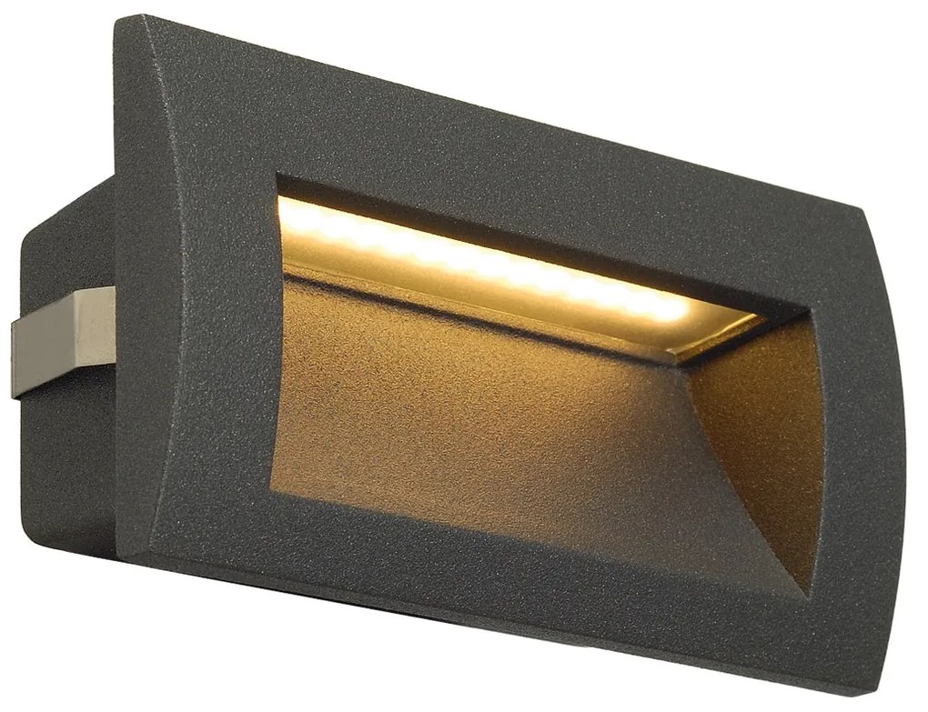 SLV 233625 Downunder Out LED M, antracitové zápustné svítidlo do stěny, 3,3W LED, 3000K, 14x7cm, IP55