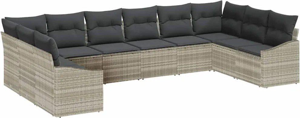 Set pohovek 10 ks Světle šedá polyratan 3346902