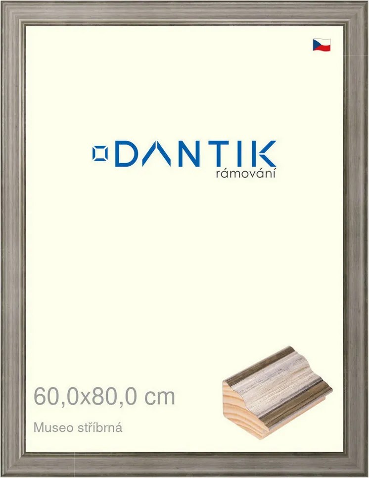 DANTIK rámeček 60x80 | Museo stříbrná (Plexi Čiré)