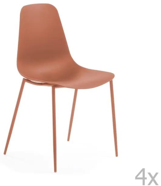 Sada 4 tmavě oranžových jídelních židlí La Forma Wassu