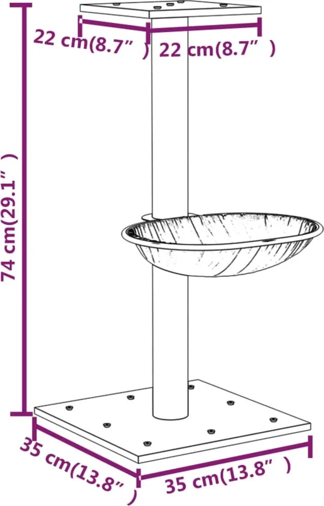 vidaXL Škrabadlo pro kočky se sisalovým sloupkem 74 cm [171588] Barva: krémová