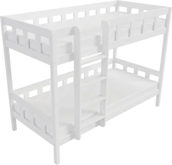 Benlemi Patrová postel PLOTTY s žebříkem 90x200 cm Zvolte barvu: Bílá, Zvolte šuplík: Úložný šuplík, Zvolte stranu: Vpravo