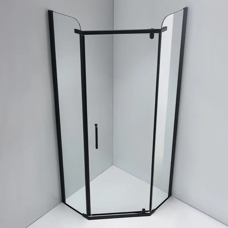 BPS-koupelny Pětiúhelníkový sprchový kout HYD-PK91A 80x80 černá/transparent - bez vaničky