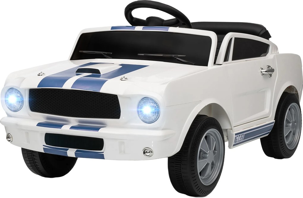 AIYAPLAY dětské elektrické auto 12V, dětské auto s 2,4 GHz dálkovým ovládáním, 2 motory, klakson, LED, hudba, bílá