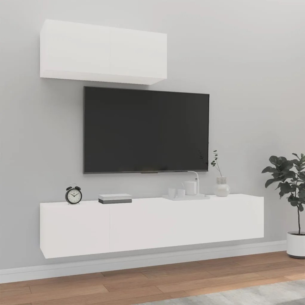 3dílný set TV skříněk bílý kompozitní dřevo 3114470