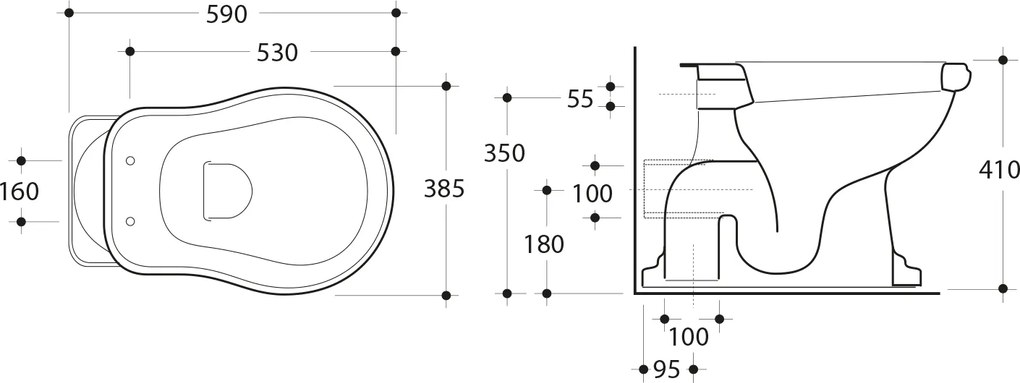 Kerasan RETRO WC mísa stojící, 38,5x59cm, zadní odpad, bílá 101101
