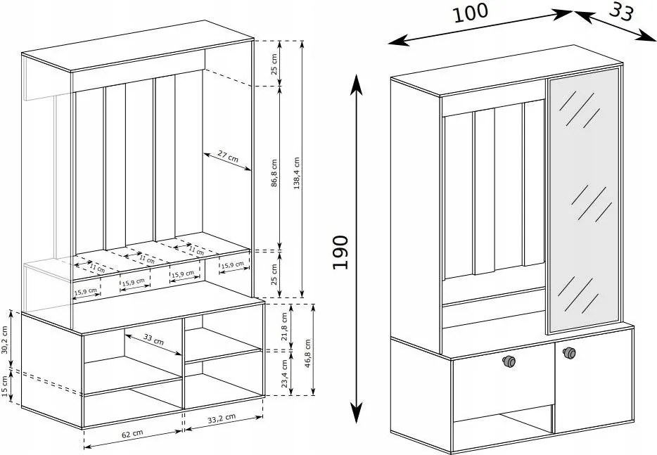 Předsíňová stěna se zrcadlem Spot grafitově šedá