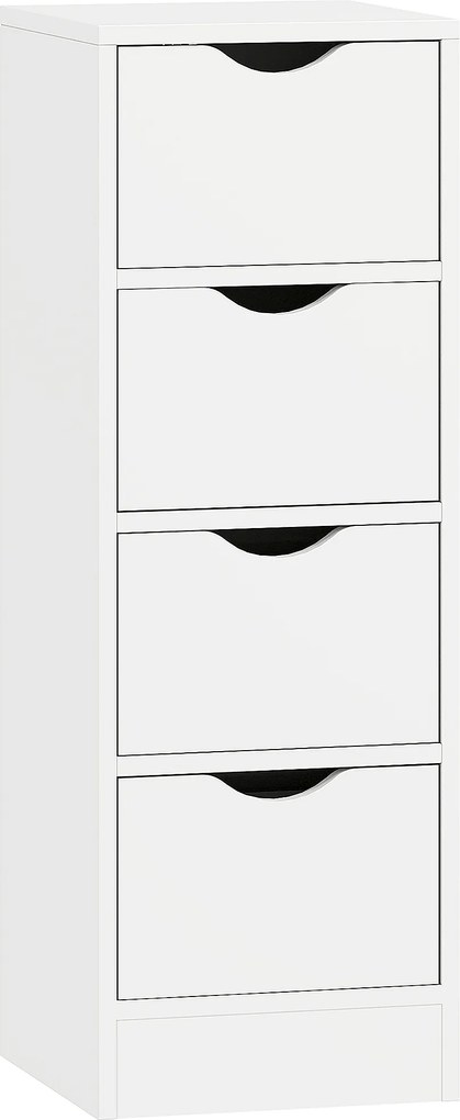 HOMCOM koupelnový nábytek, úložný prostor se 4 zásuvkami a úchopy, 29 x 83 cm, bílý