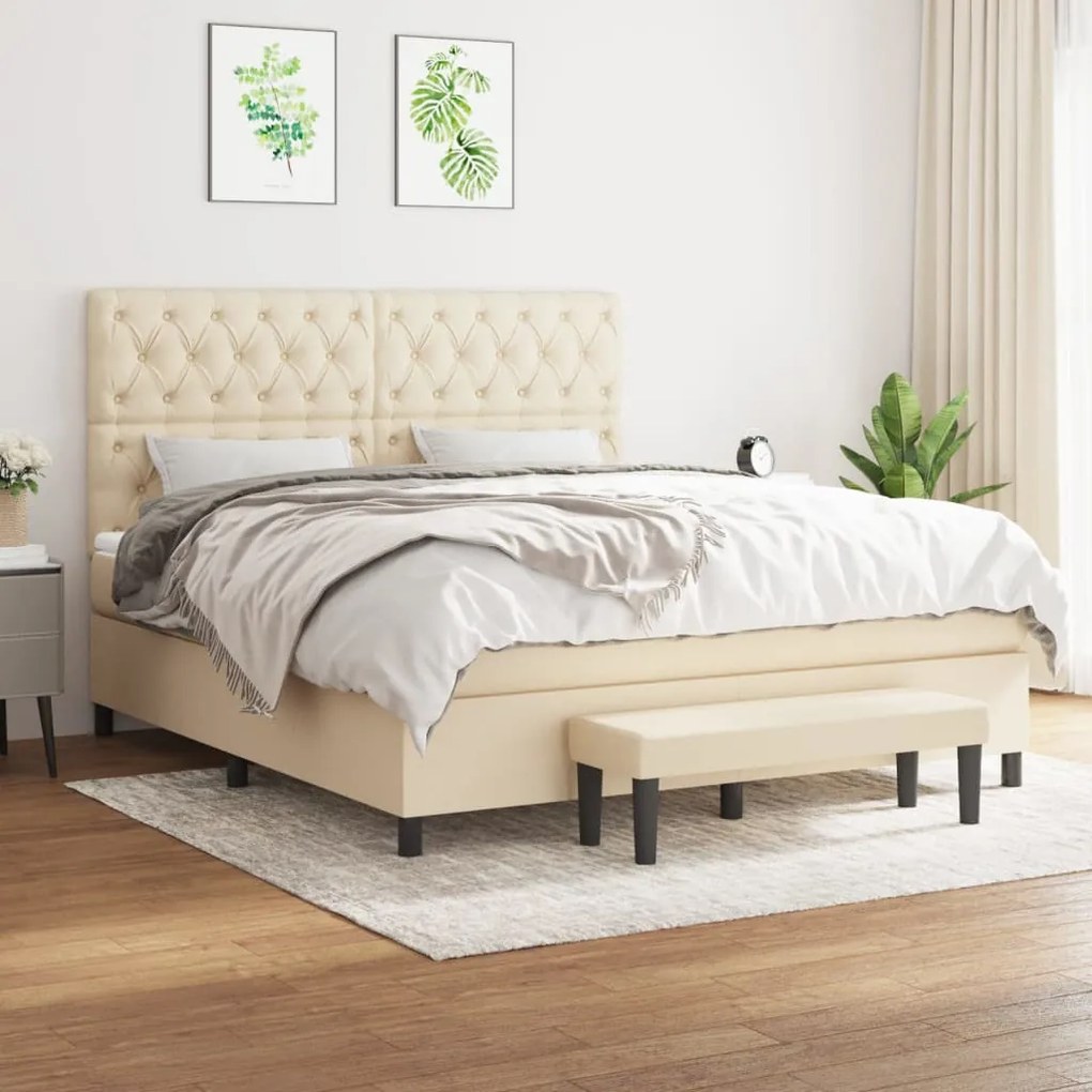 Box spring postel s matrací krémová 160x200 cm textil 3136850
