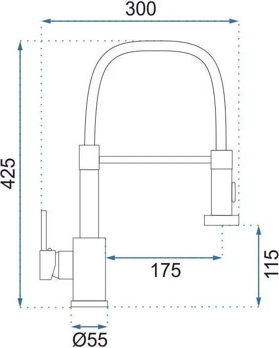 Dřezová baterie REA COLIN s flexibilním ramínkem a sprškou, titan