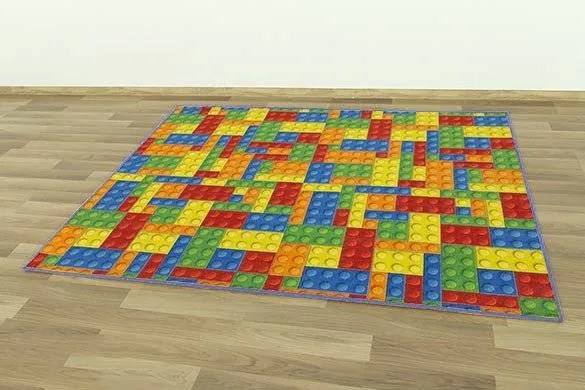 Dětský koberec kostky lego vícebarevný