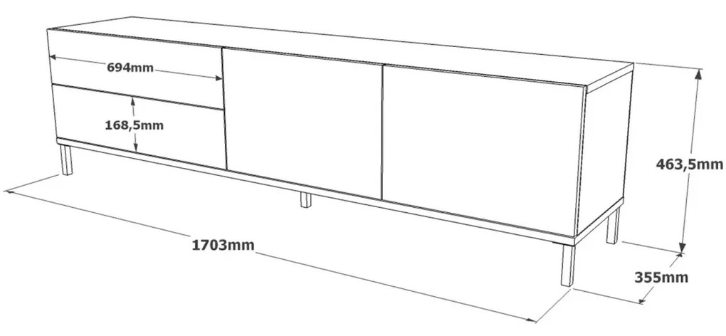 TV stolek Ove III 170 cm šedý