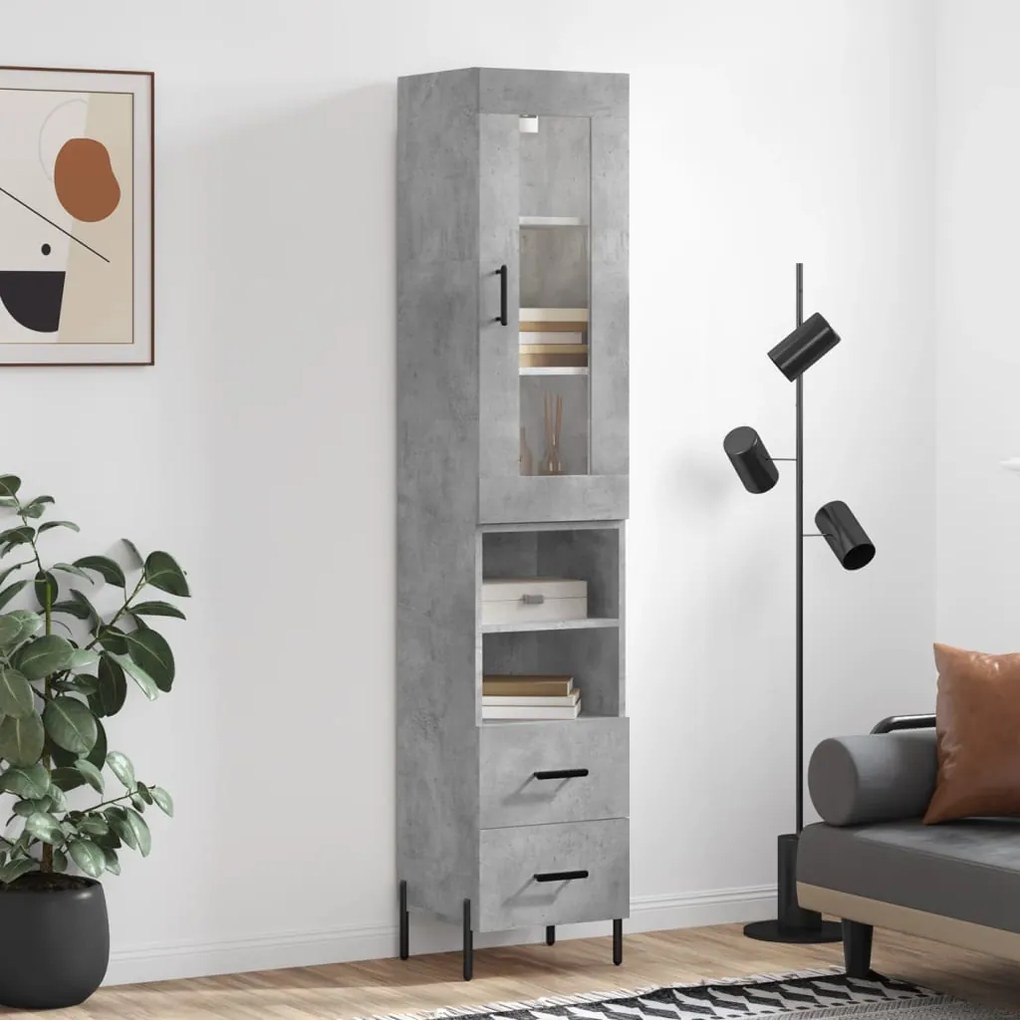 Skříň highboard betonově šedá 34,5x34x180 cm kompozitní dřevo 3199309