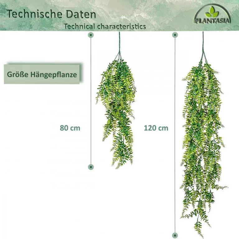 PLANTASIA 87263 Závěsná umělá rostlina, 120 cm, 4 ks