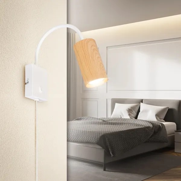 Brilagi - Flexibilní nástěnná lampa SELE 1xGU10/30W/230V bílá/dekor dubu